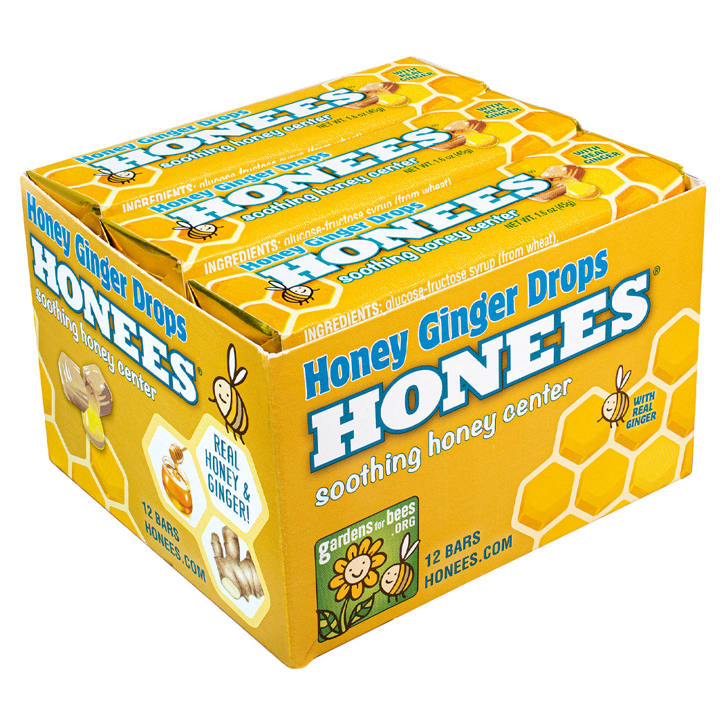 NEW! HONEES Honey Ginger Drops, 1 Box of 12 Bars · Andre Prost, Inc.